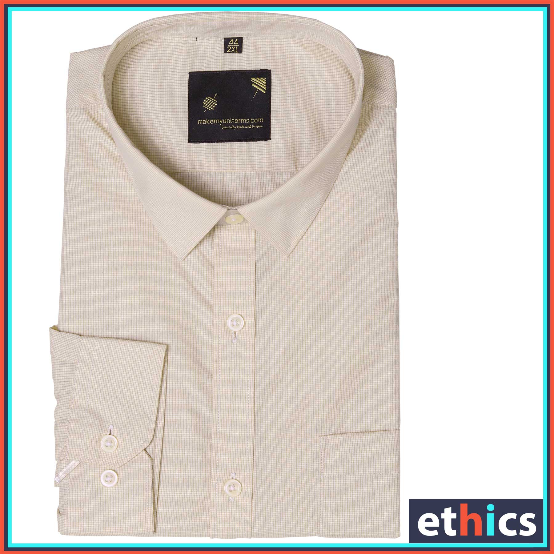 Beige Micro Chex Men's Corporate Uniform Shirts For Office Staff ...