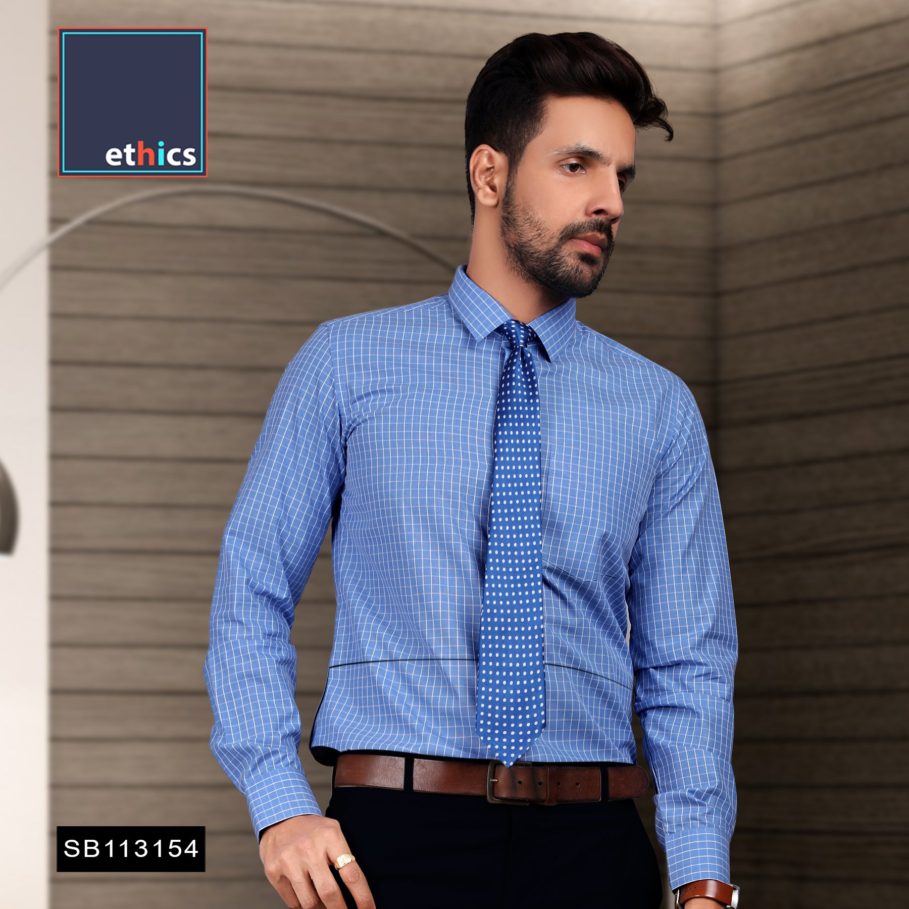 Blue Chex Men's Cotton Unstitched Shirt Fabric For Corporate Uniform W ...