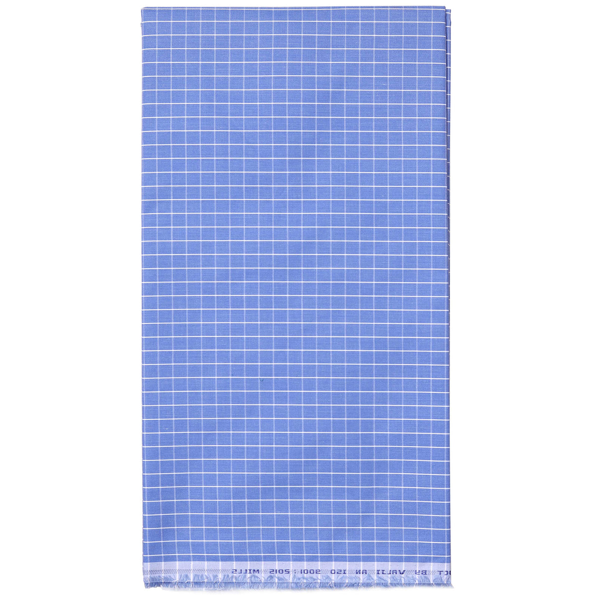 Blue Chex Men's Cotton Unstitched Shirt Fabric For Corporate Uniform W ...