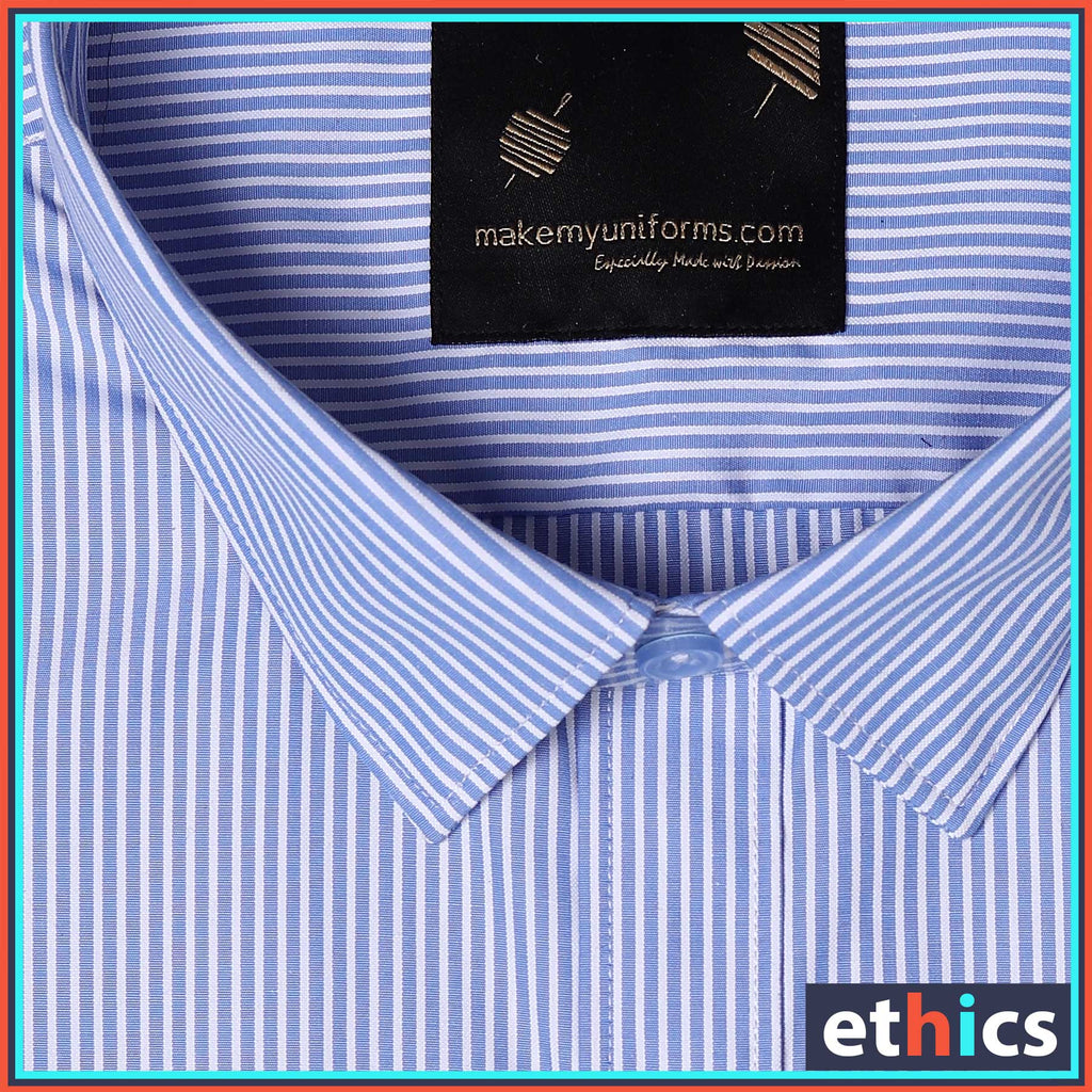 Blue Stripes Uniform Shirts Formal Work Wear For Corporate Office ...
