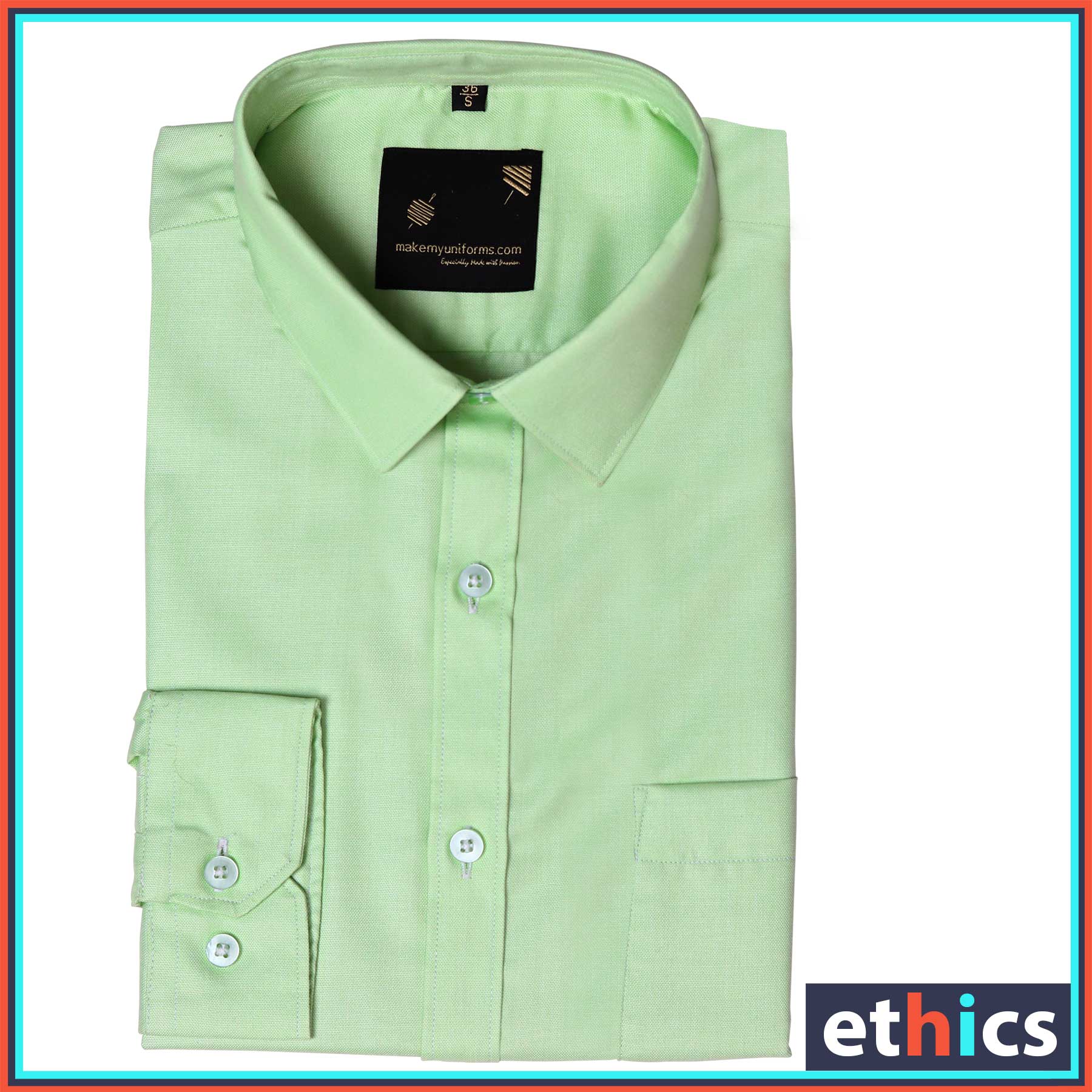 Green Solid Men's Ready Made Corporate Uniform Shirt For Formal Unifor ...
