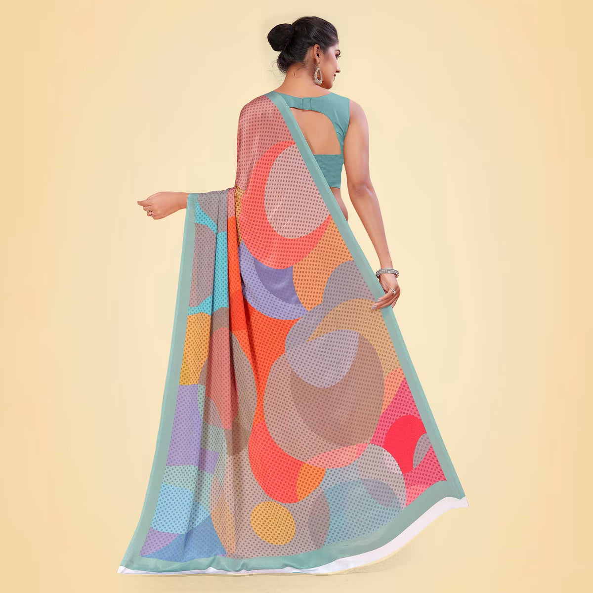 Women's Premium Italian Silk Digital Print Uniform Sarees for Office ...