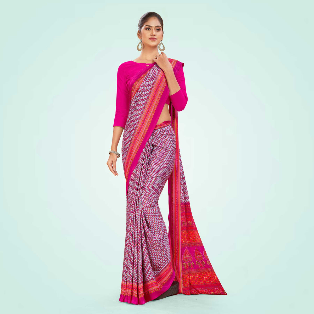 Women's Premium Italian Silk Small Butty Taj Hotel Uniform Saree ...