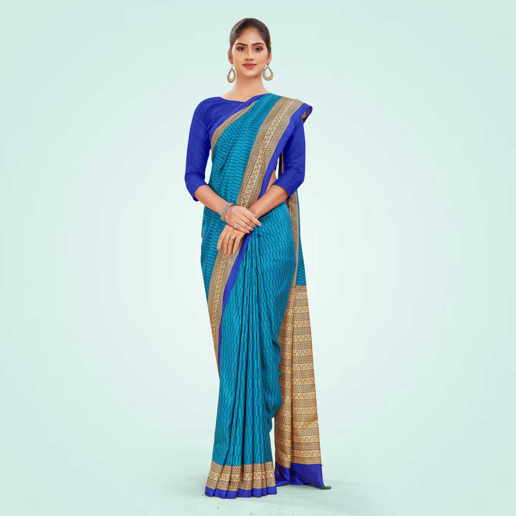 Women's Premium Mulberry Silk Small Butty Staff Uniform Saree– Uniform ...