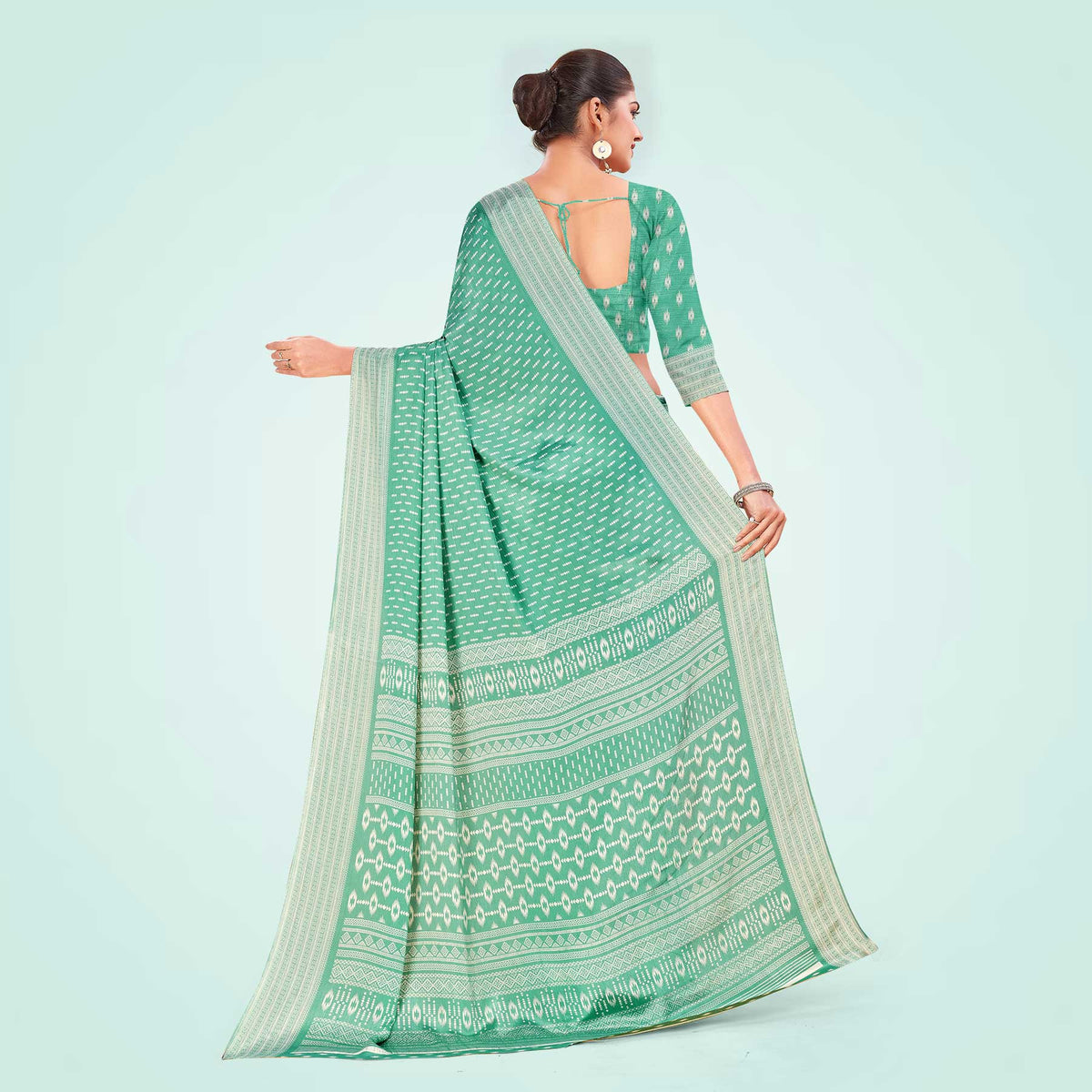 Women's Premium Silk Chiffon Small Butty School Teacher Uniform Saree ...