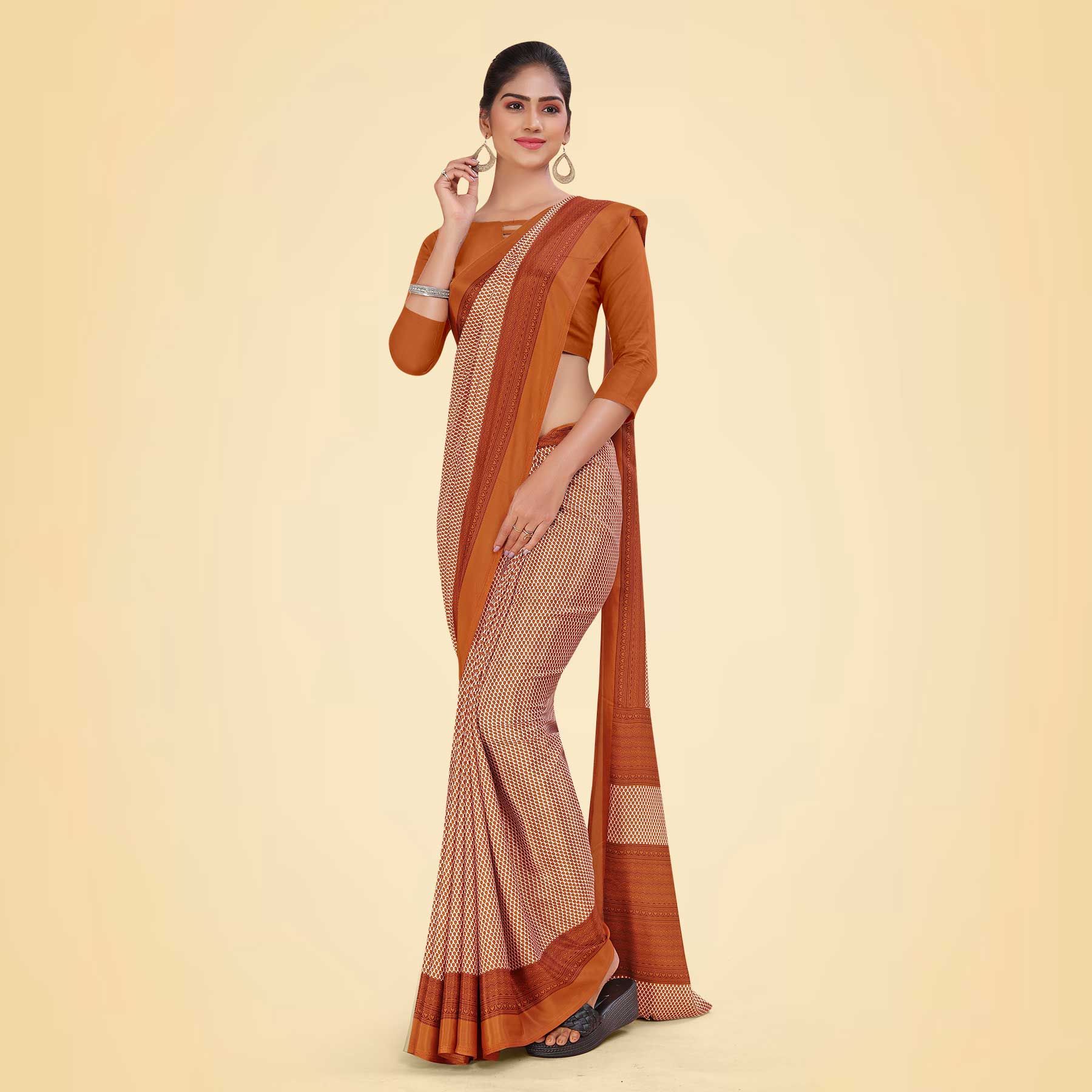 Women's Premium Italian Silk Small Butty School Uniform Saree– Uniform ...